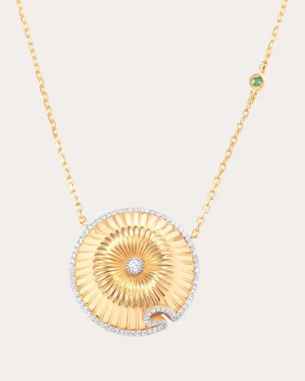 NELLY ROJAS Diamond Spora Fungheon Pendant Necklace - Gold