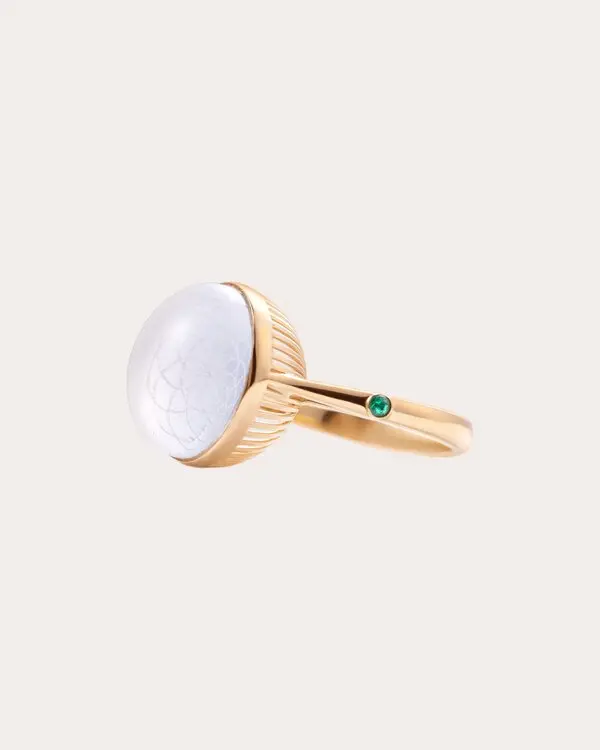 NELLY ROJAS Crystal Quartz Torus Pinky Ring 18k Gold
