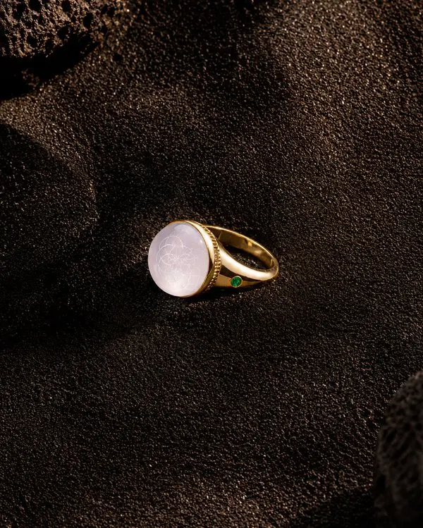 NELLY ROJAS Crystal Quartz Torus Pinky Ring 18k Gold