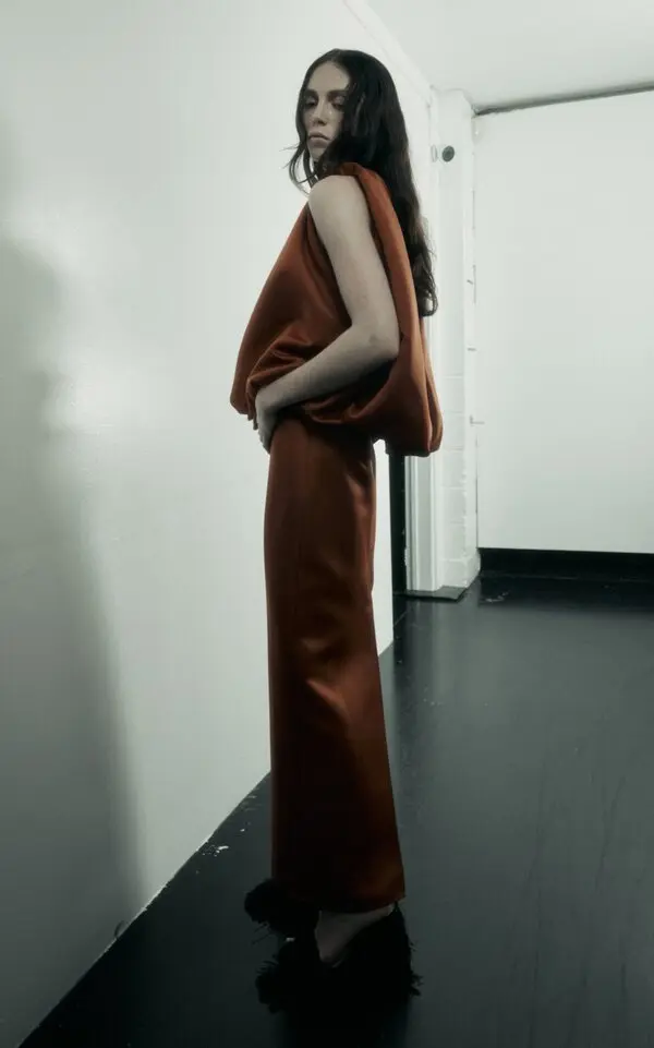 HARRIS TAPPER Tilda Satin Faille Maxi Skirt