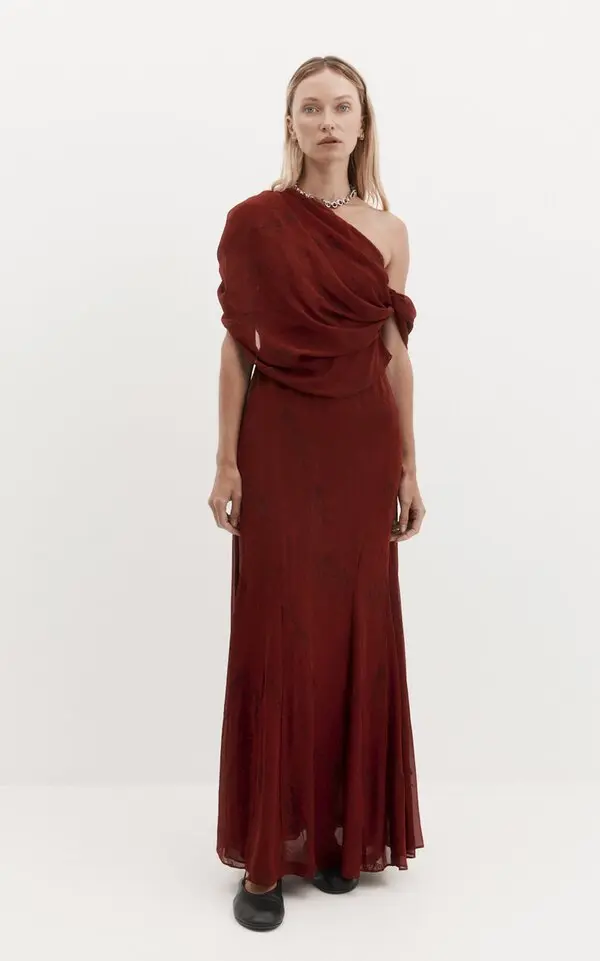 HARRIS TAPPER Lucille Embroidered Silk Maxi Dress