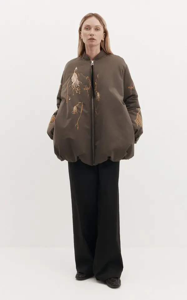 HARRIS TAPPER Chloe Laminated Nylon Bomber Jacket
