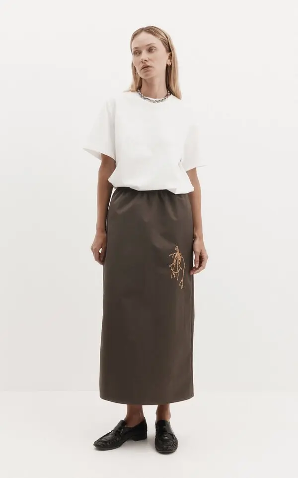 HARRIS TAPPER Camilla Laminated Nylon Maxi Skirt