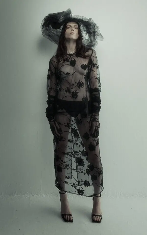 HARRIS TAPPER Frances Rose Tulle Blouse