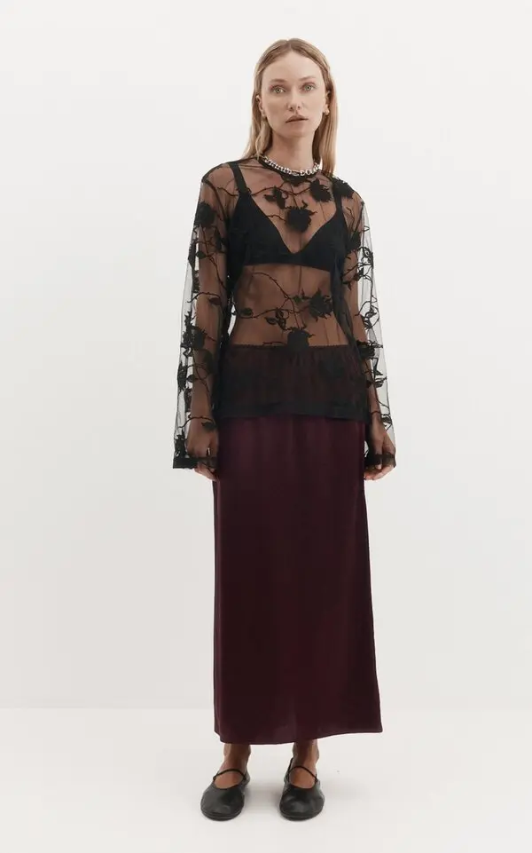HARRIS TAPPER Frances Rose Tulle Blouse
