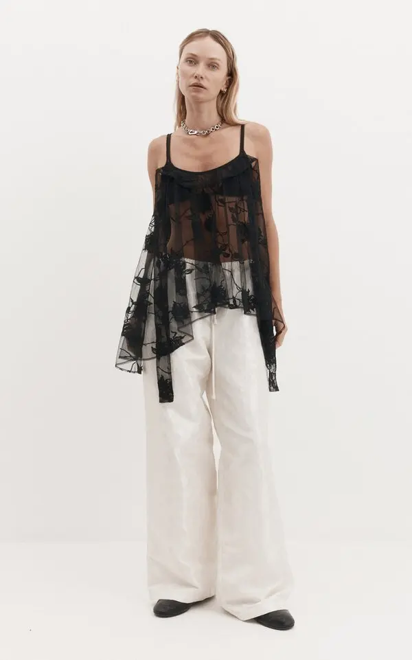 HARRIS TAPPER Park Rose Tulle Top
