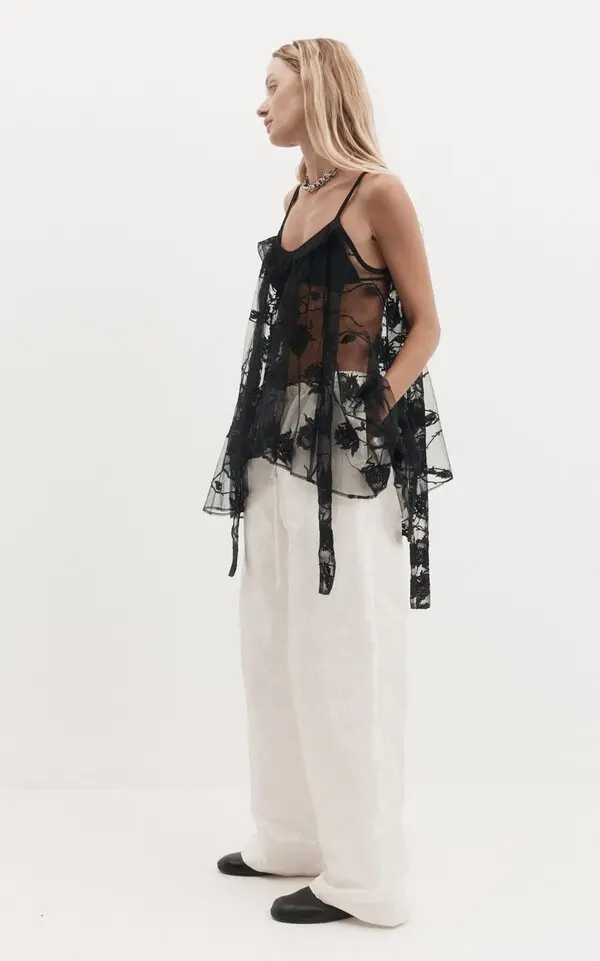 HARRIS TAPPER Park Rose Tulle Top