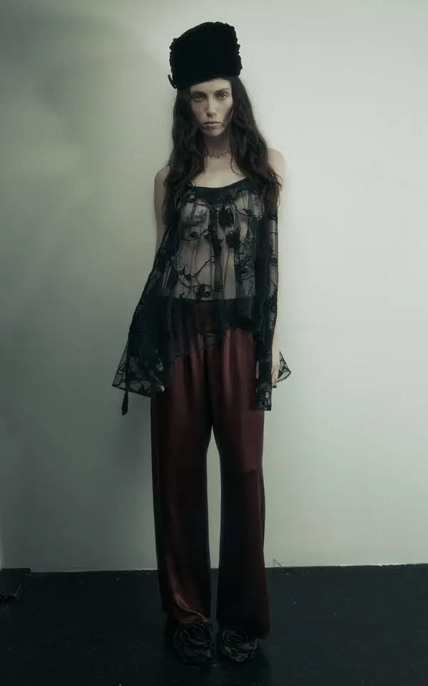 HARRIS TAPPER Park Rose Tulle Top