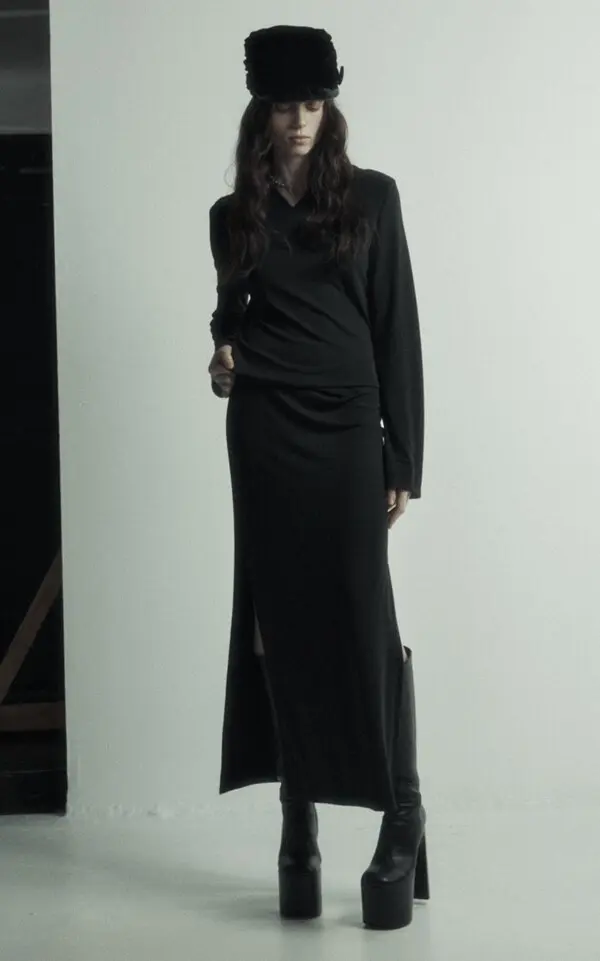 HARRIS TAPPER Lyle Drape Jersey Midi Dress