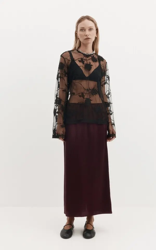 HARRIS TAPPER Camilla Silk Satin Midi Skirt