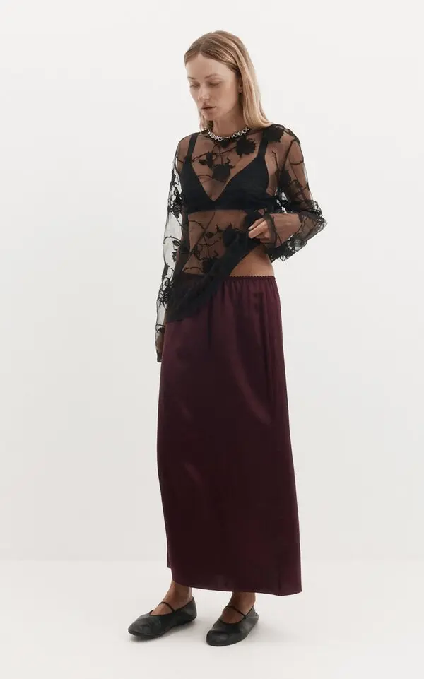 HARRIS TAPPER Camilla Silk Satin Midi Skirt