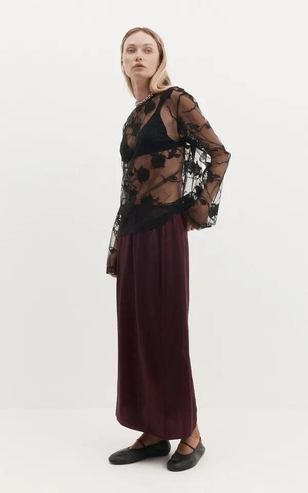 HARRIS TAPPER Camilla Silk Satin Midi Skirt