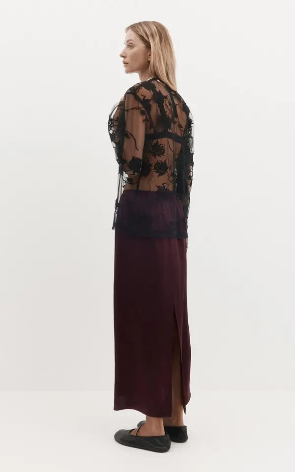 HARRIS TAPPER Camilla Silk Satin Midi Skirt