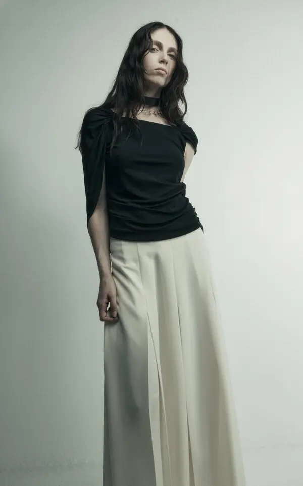 HARRIS TAPPER Ava Drape Suiting Midi Skirt