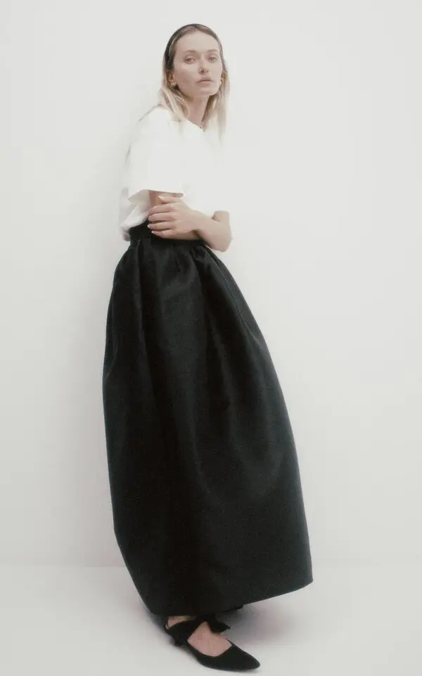 HARRIS TAPPER Emme Poly Satin Twill Maxi Skirt