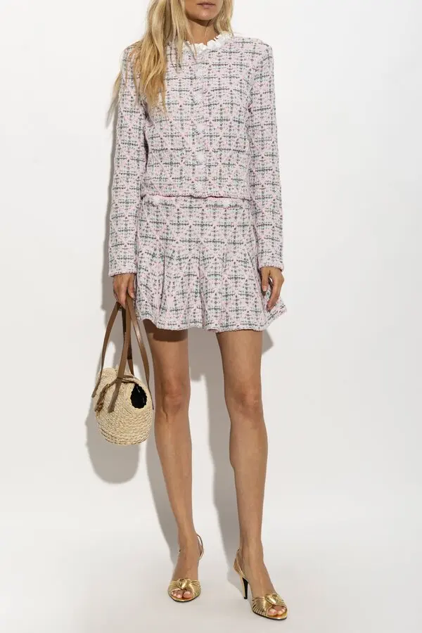SELF-PORTRAIT Checked Knit Mini Skirt