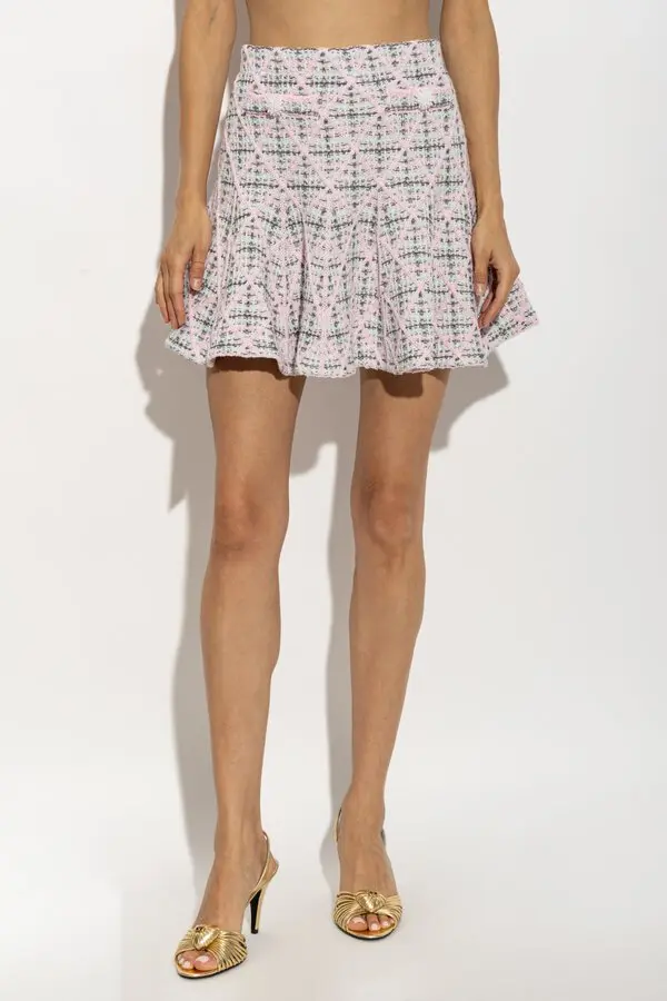 SELF-PORTRAIT Checked Knit Mini Skirt