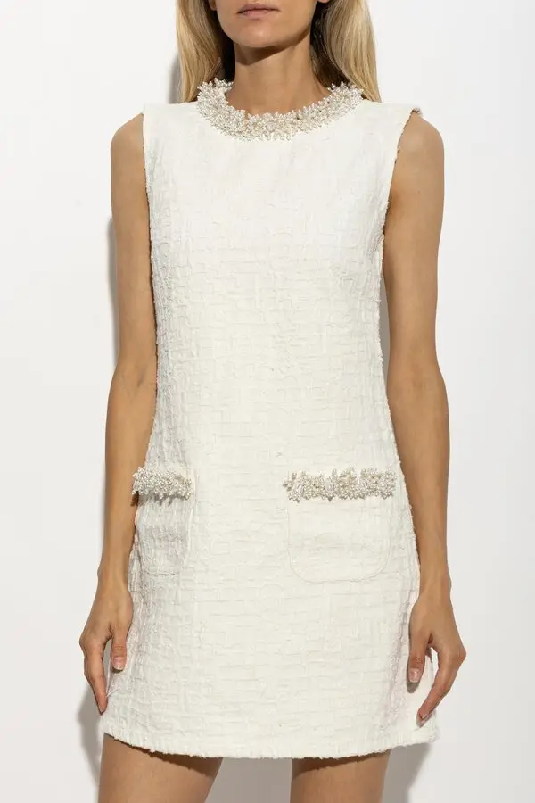 SELF-PORTRAIT Textured Denim Dress
