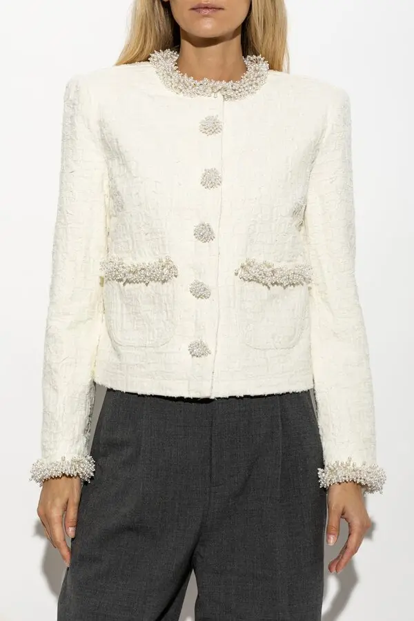 SELF-PORTRAIT Textured Denim Jacket