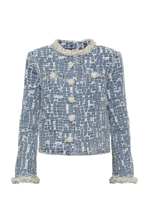 SELF-PORTRAIT Textured Denim Jacket