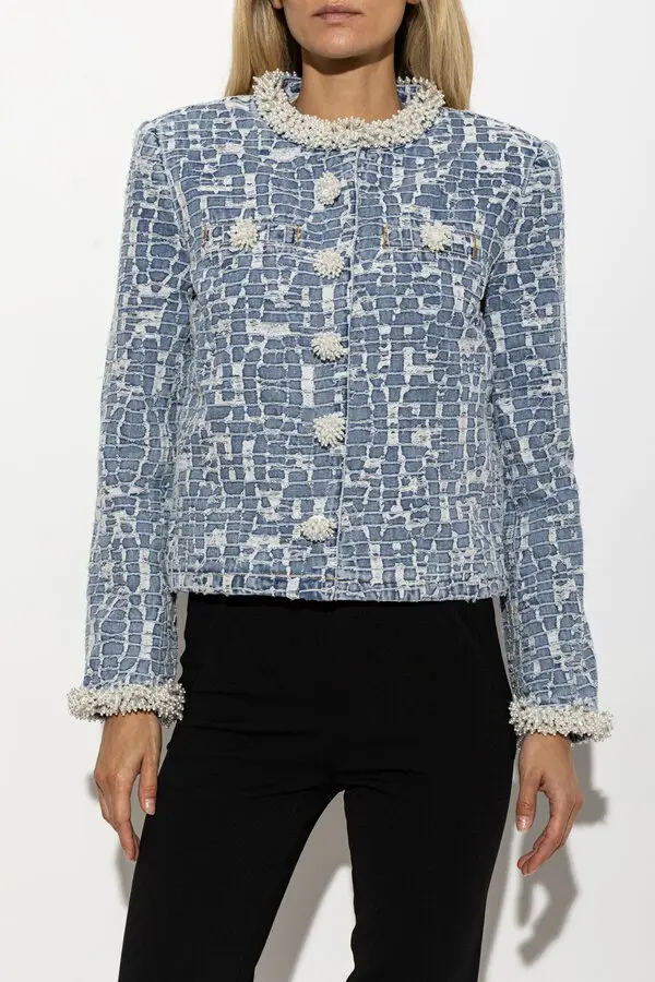 SELF-PORTRAIT Textured Denim Jacket