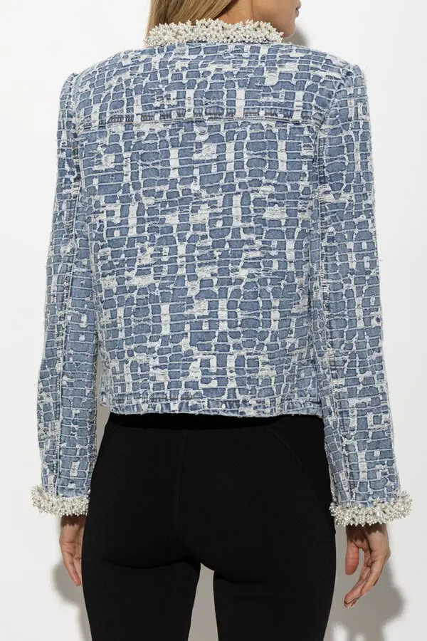 SELF-PORTRAIT Textured Denim Jacket
