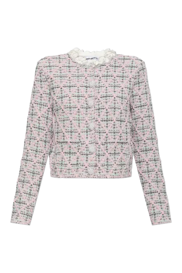 SELF-PORTRAIT Cardigan With Floral Trim