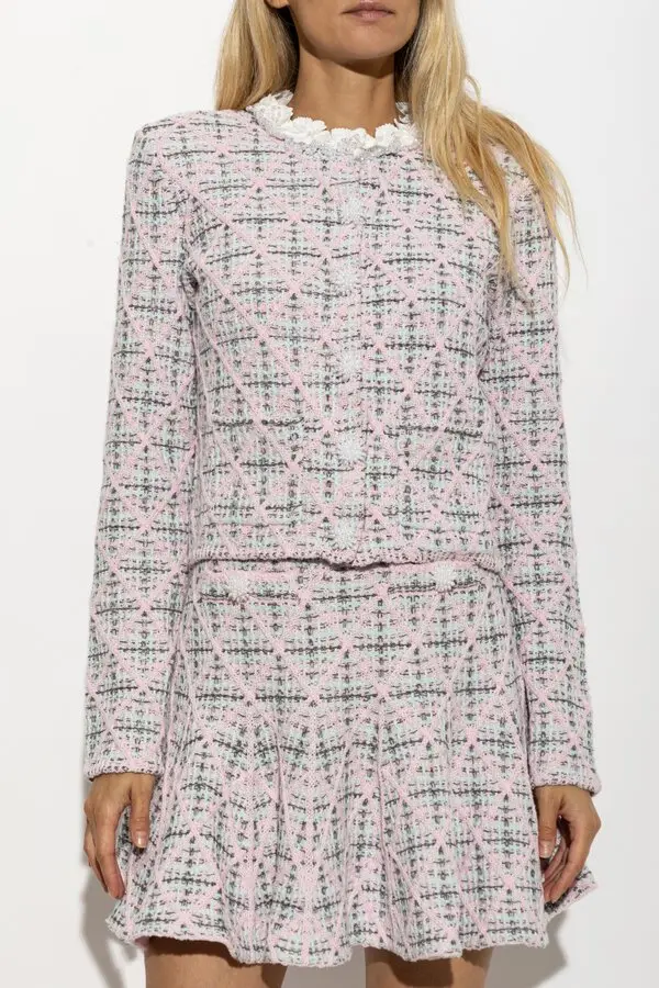 SELF-PORTRAIT Cardigan With Floral Trim
