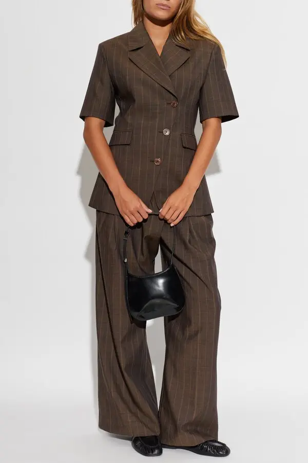 GANNI Wool Blazer With Short Sleeves