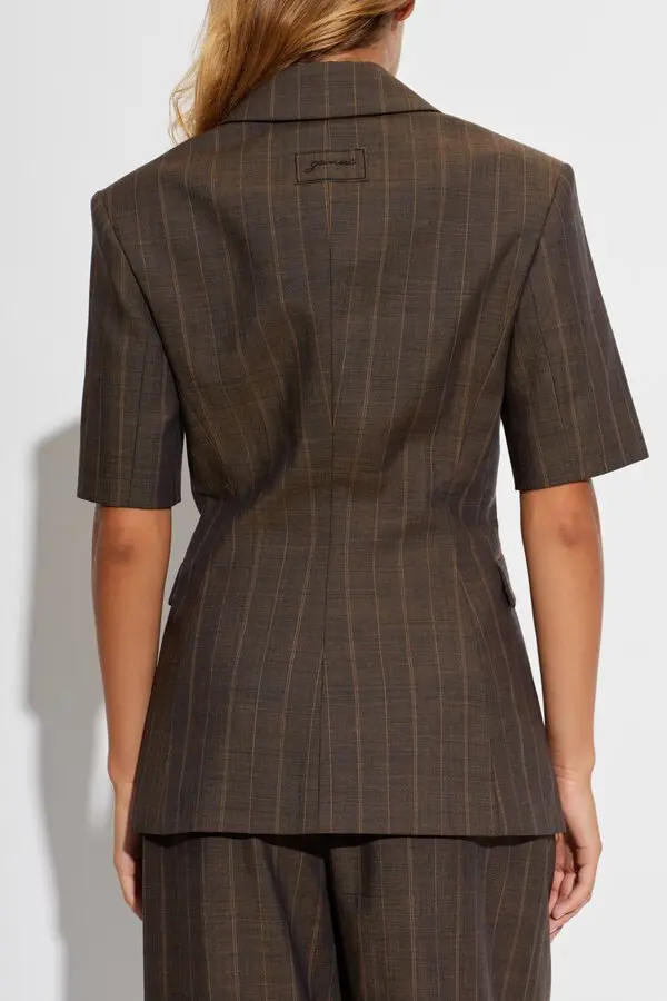GANNI Wool Blazer With Short Sleeves