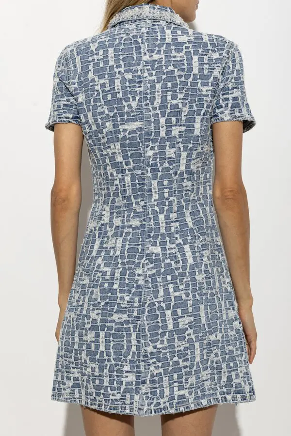 SELF-PORTRAIT Textured Denim Dress