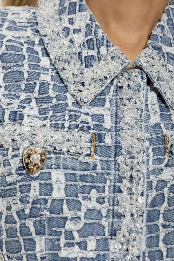 SELF-PORTRAIT Textured Denim Dress