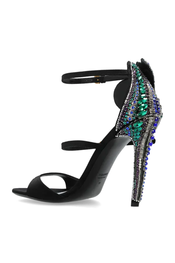 Versace Heeled Sandals With Gold Tone Detailing