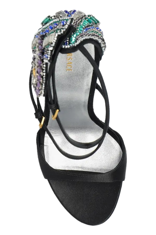 Versace Heeled Sandals With Gold Tone Detailing