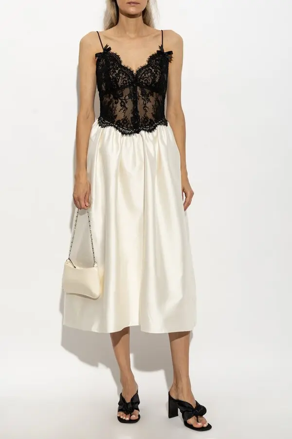 SELF-PORTRAIT Taffeta Dress With Contrasting Lace