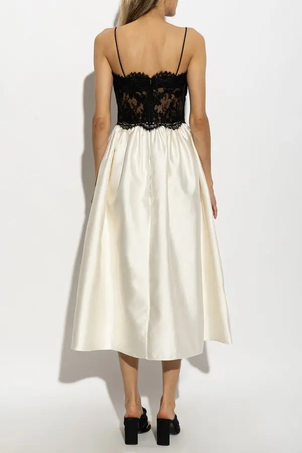 SELF-PORTRAIT Taffeta Dress With Contrasting Lace