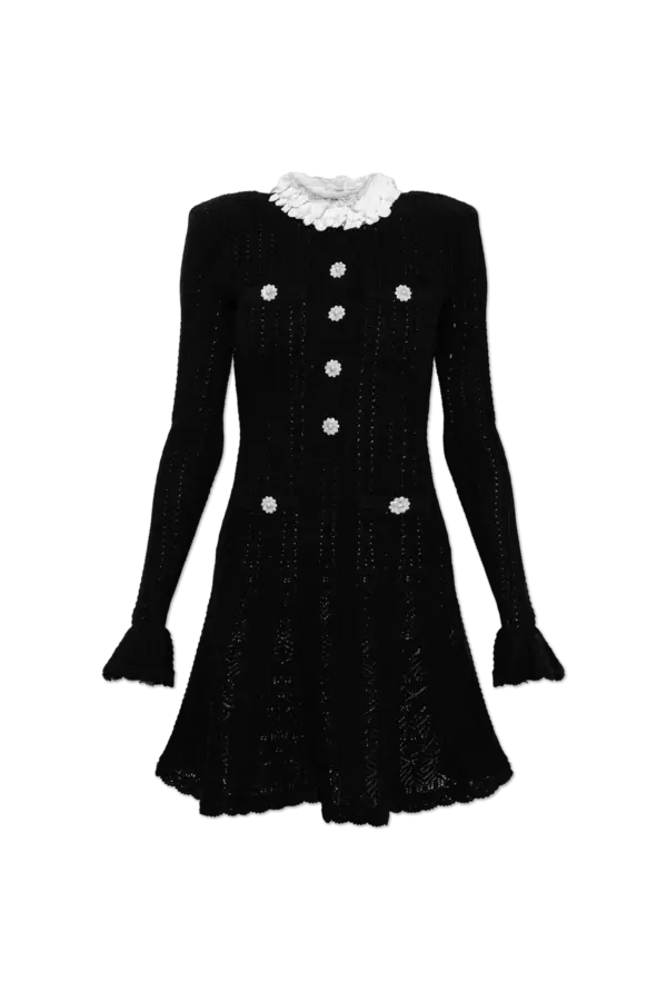 SELF-PORTRAIT Knit Dress With Floral Trim