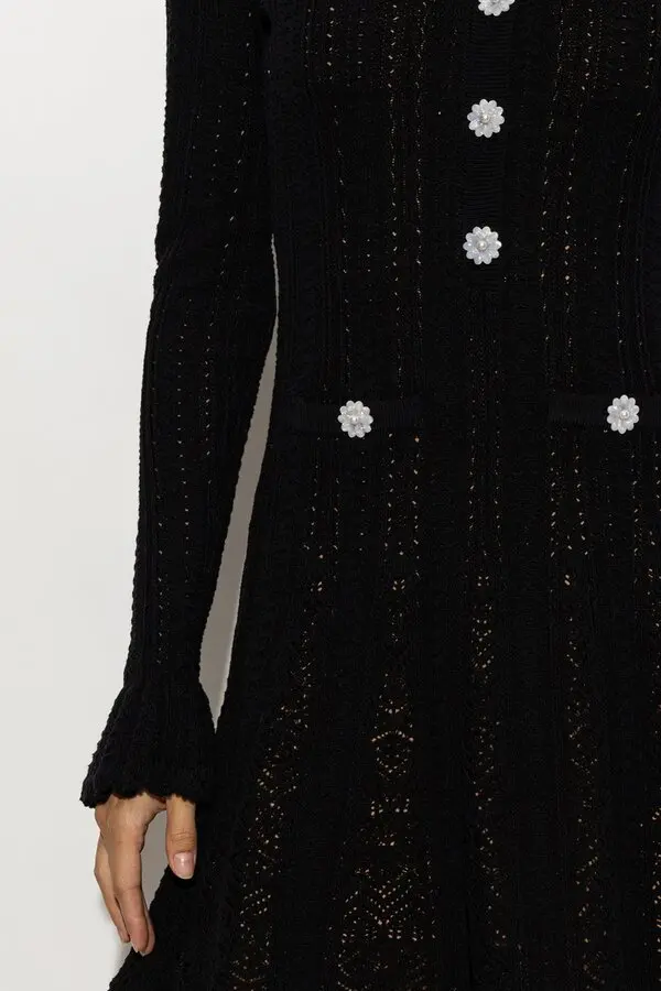 SELF-PORTRAIT Knit Dress With Floral Trim