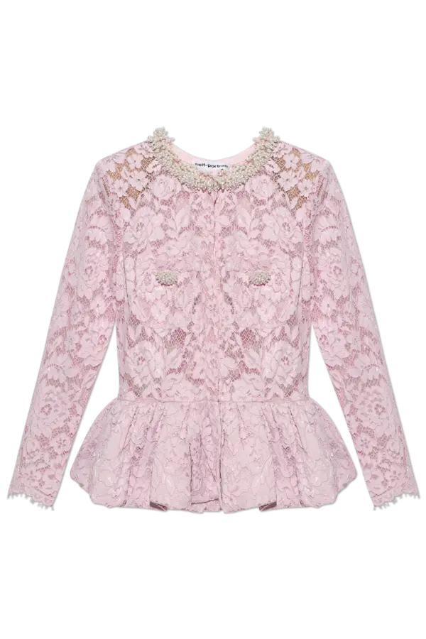 SELF-PORTRAIT Lace Peplum Top