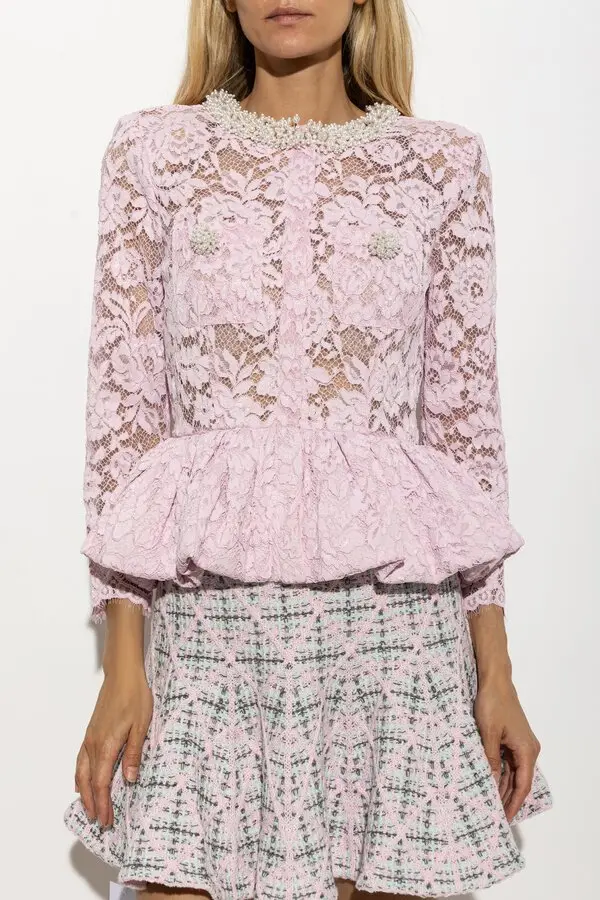 SELF-PORTRAIT Lace Peplum Top