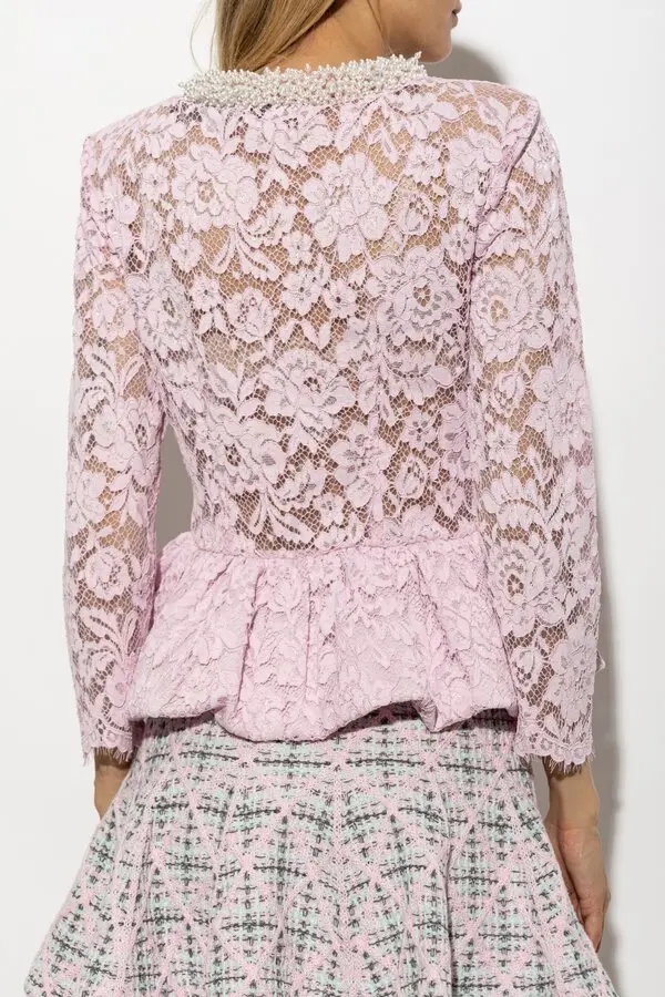 SELF-PORTRAIT Lace Peplum Top