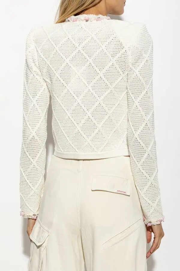 SELF-PORTRAIT Knit Cardigan With Fringes
