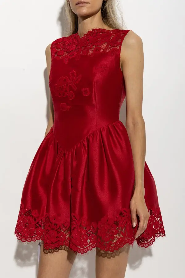 SELF-PORTRAIT Lace Taffeta Dress