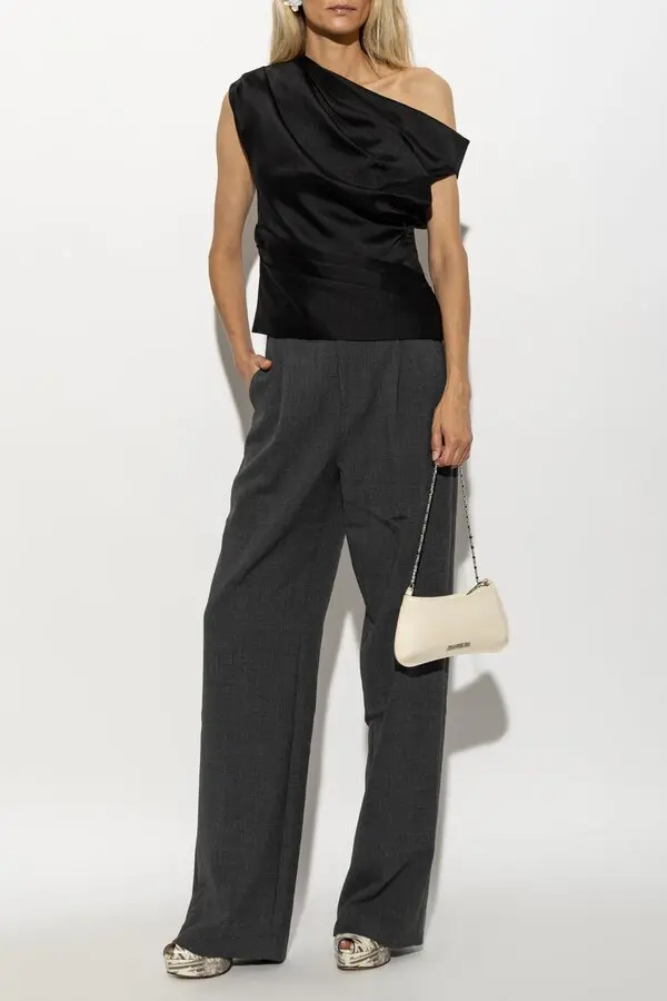 SELF-PORTRAIT Draped Taffeta Top