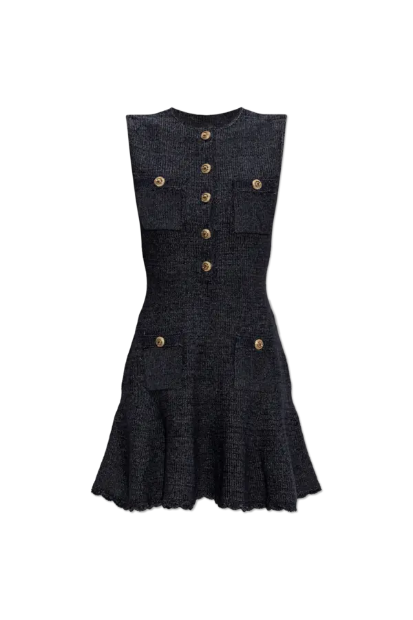 SELF-PORTRAIT Sleeveless Knit Dress - Navy Blue