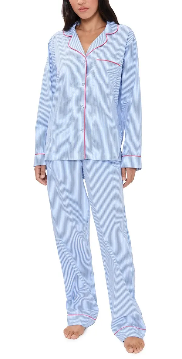 BEDHEAD PAJAMAS Classic Cotton Poplin Pajama Set - French Stripe