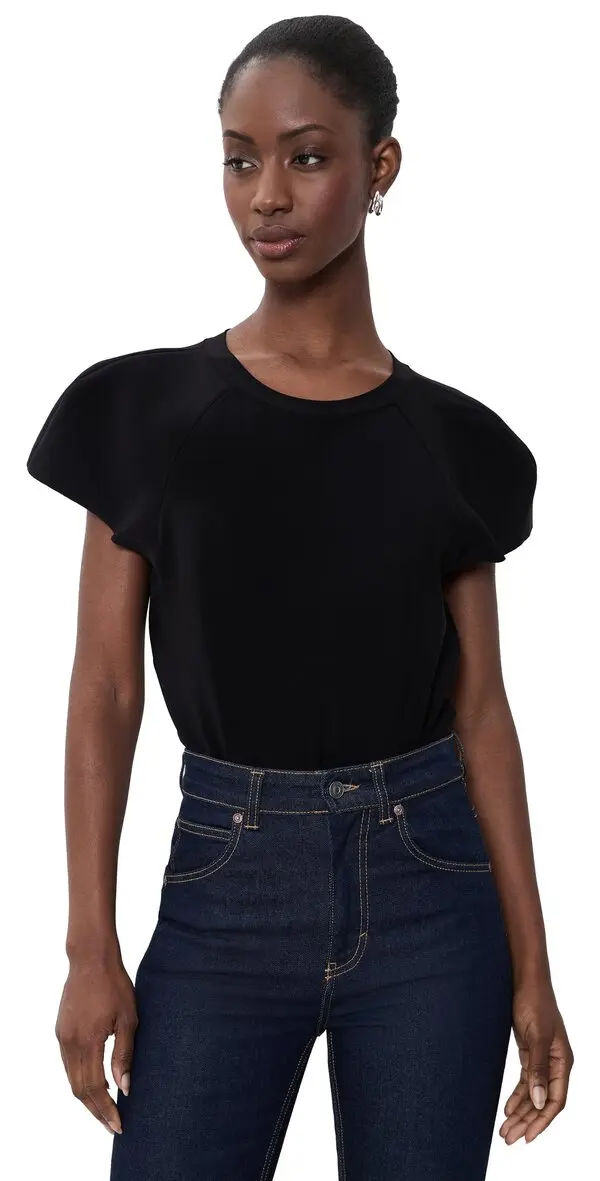 Norma Kamali Cap Sleeve Bomber Bodysuit - Black