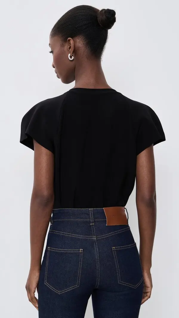 Norma Kamali Cap Sleeve Bomber Bodysuit - Black