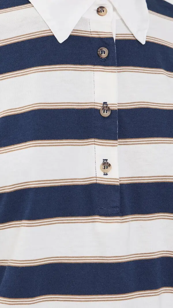 Xirena Troy Top, Striped Polo Shirt With Long Sleeves