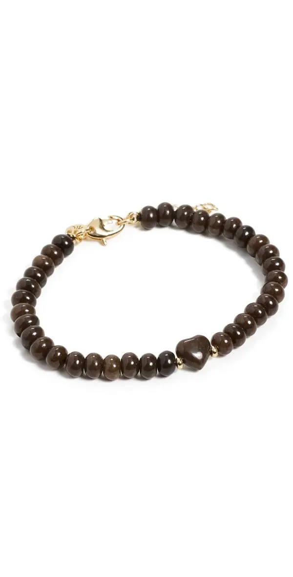 Madewell Puffy Beaded Heart Bracelet - Dark Chicory
